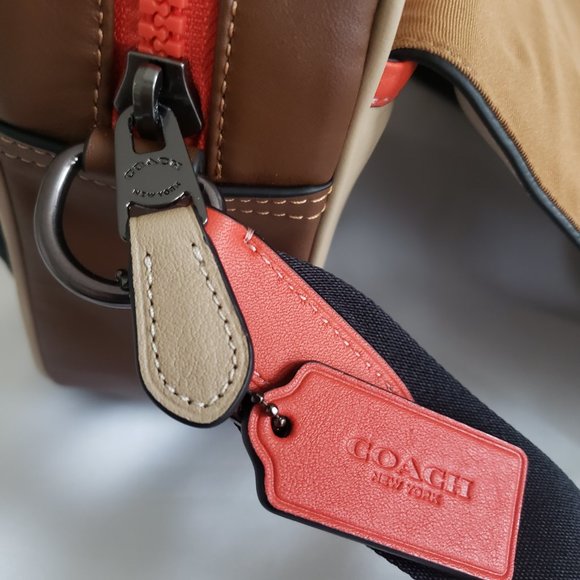 Coach | Bags | Coach Stamp Colorblock Track Crossbody Bag Beige Multi ...